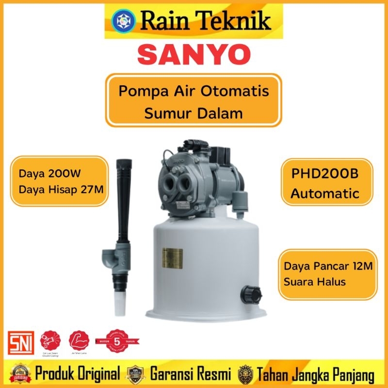 Jual Pompa Air Otomatis Sumur Dalam Sanyo PHD- 200B Hisap 27 Meter 200 ...
