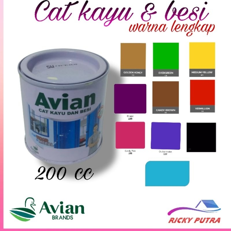 Jual Avian cat kayu dan besi isi 200 CC warna lengkap cat minyak COD ...
