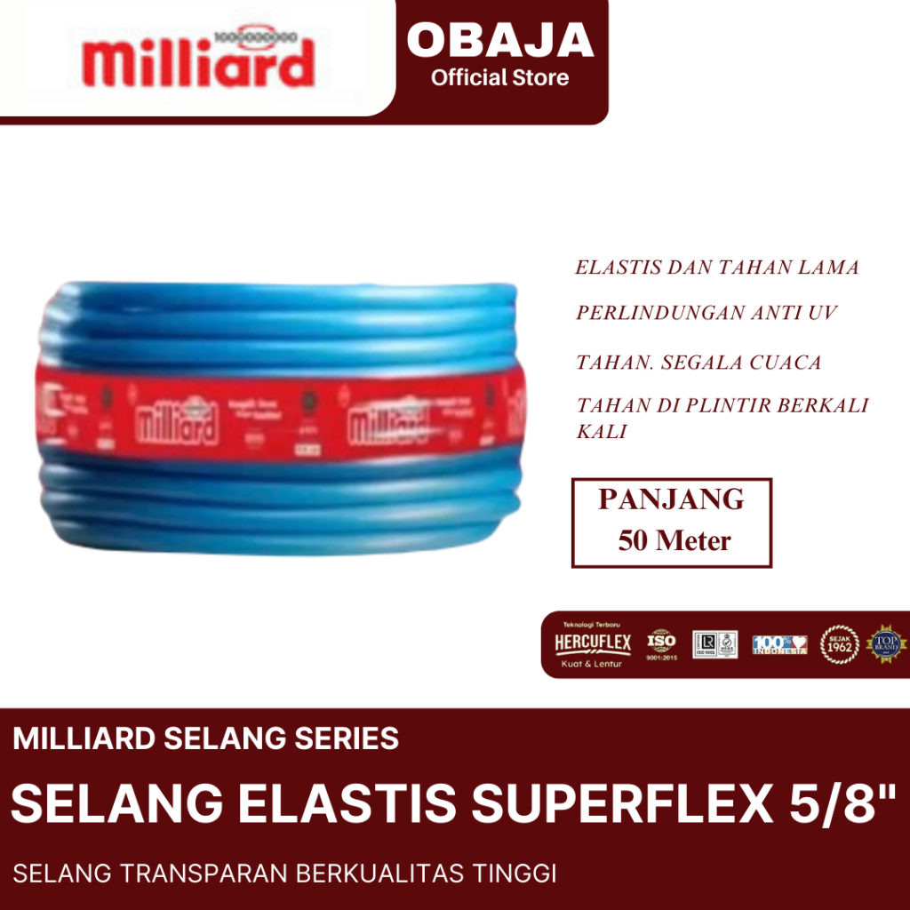 Jual Milliard Selang Air Elastis Superflex 5/8" / Selang Superflex 5/8" 50 M Milliard | Shopee ...