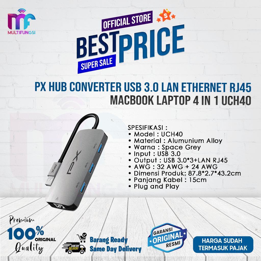 Jual PX Hub Converter USB 3.0 LAN Ethernet RJ45 Macbook Laptop 4 in 1 ...