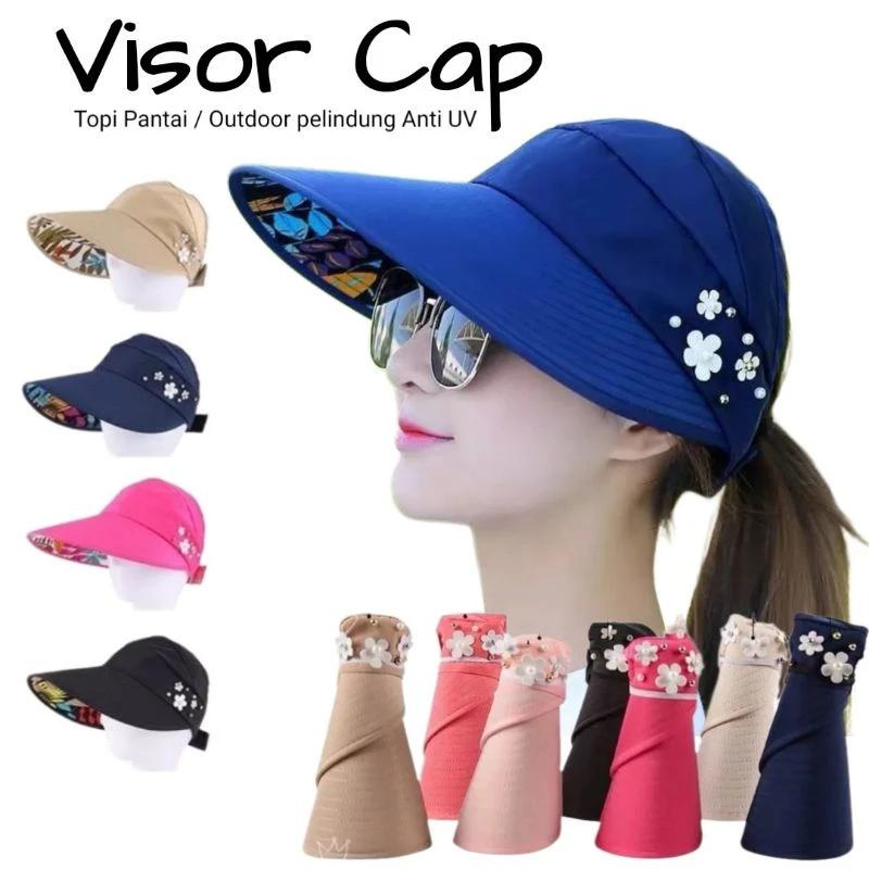 Jual Topi Pantai / Visor Lipat Casual Pelindung Sinar UV / Topi Golf ...
