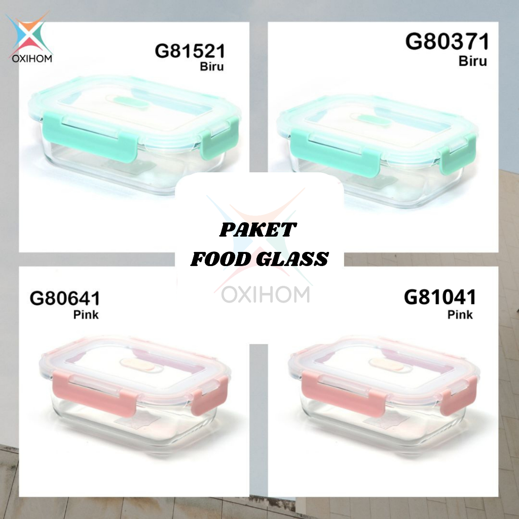 Jual Oxihom Paket Food Glass Kotak Makan Kaca Glass Food Container Set ...