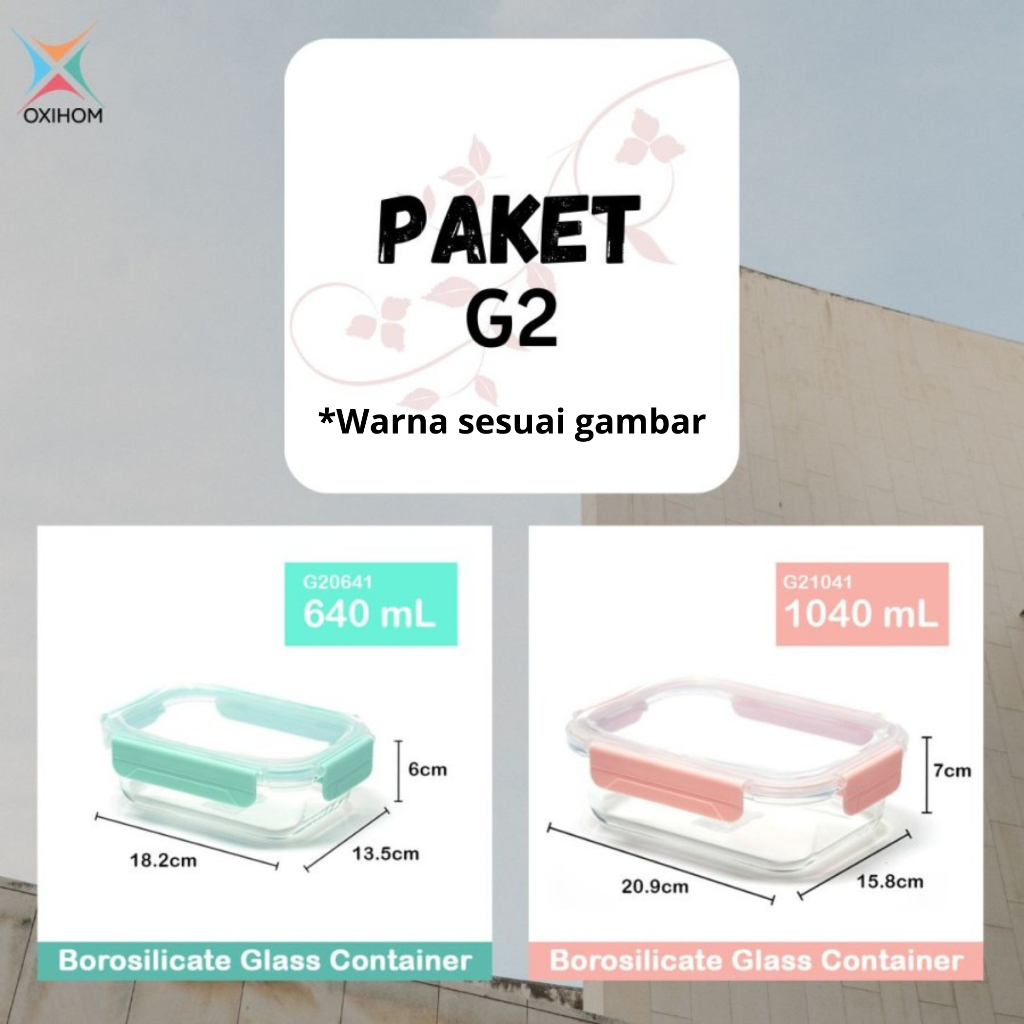 Jual Oxihom Paket Food Glass Kotak Makan Kaca Glass Food Container Set ...