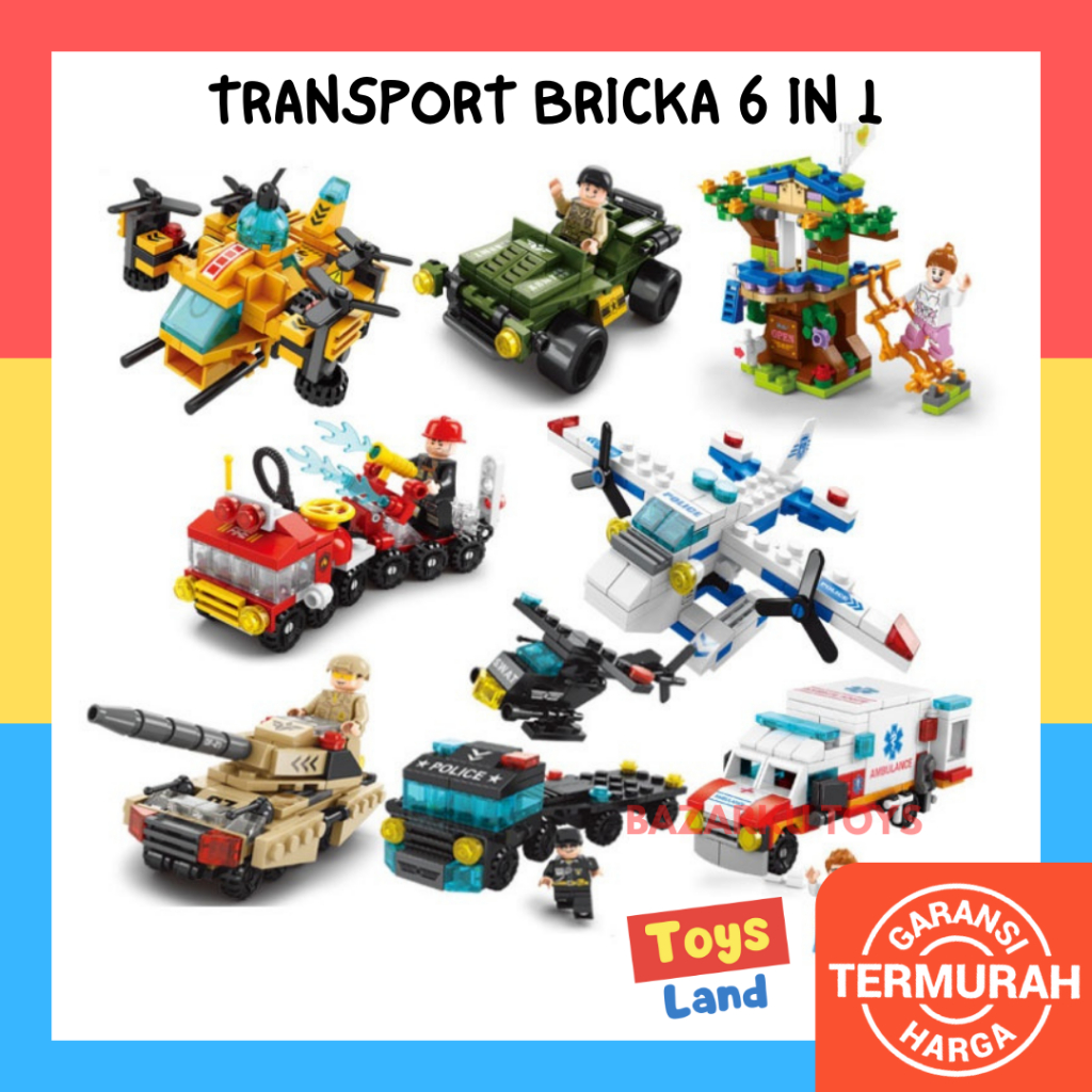 Jual SALE Transport Bricks 6 in 1 Mainan Mobil Mobilan Brick Mainan ...
