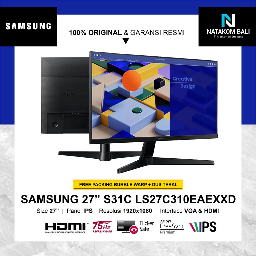 Jual MONITOR SAMSUNG 27" LS27C310EAEXXD IPS BEZEL LESS | Shopee Indonesia