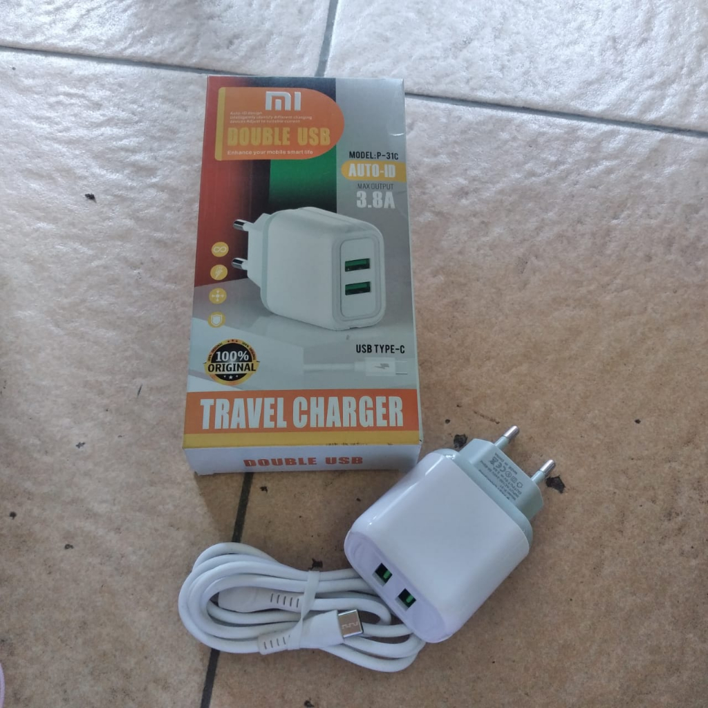 Jual J310 Travel Charger Fast Charging 3.8A USB Type C adaptor cas ...