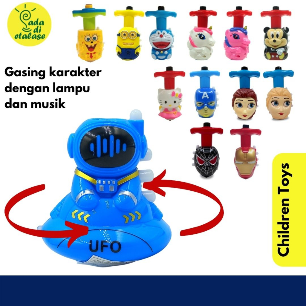 Jual Mainan Anak Gasing Karakter Kartun Lampu dan Musik | Shopee Indonesia