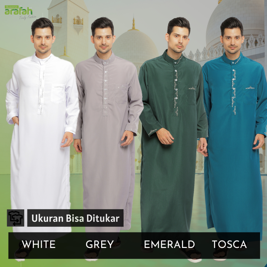 Jual Gamis Pria Dewasa anak laki laki Jubah Muslim Warna Putih Abu ...