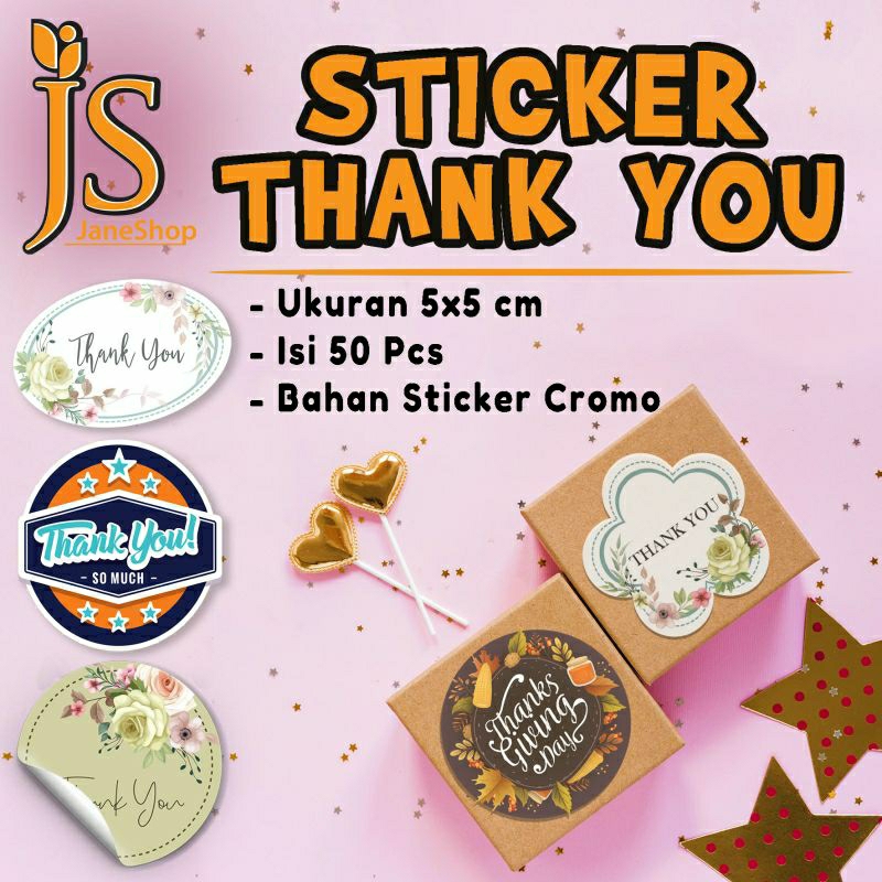 Jual Isi 50pcs Sticker Thank You Sticker Label Ucapan Terimakasih ...