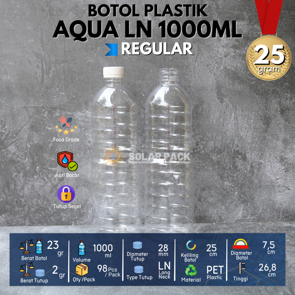 Jual Botol plastik PET 1liter 1000ml aqua minuman mineral jus susu kopi ...