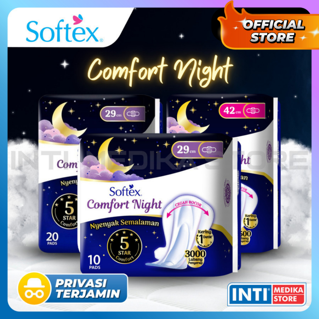 Jual SOFTEX - Pembalut Wanita COMFORT NIGHT Wing | Shopee Indonesia