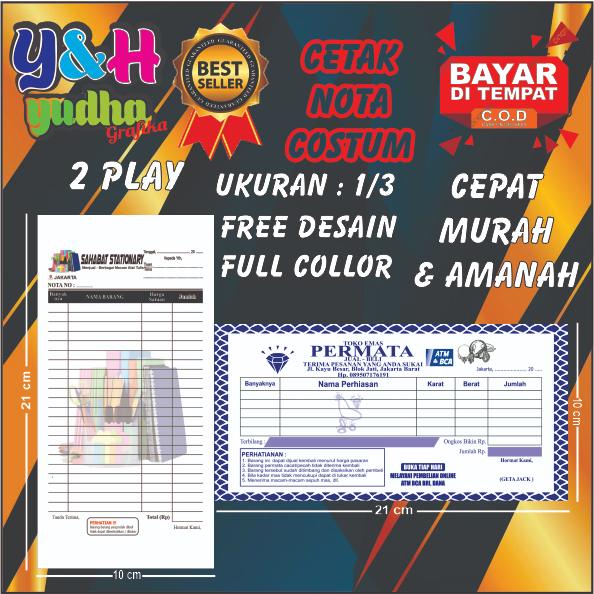 Jual nota costum 1/3 2 play costum free desain murah nota keren nota ...