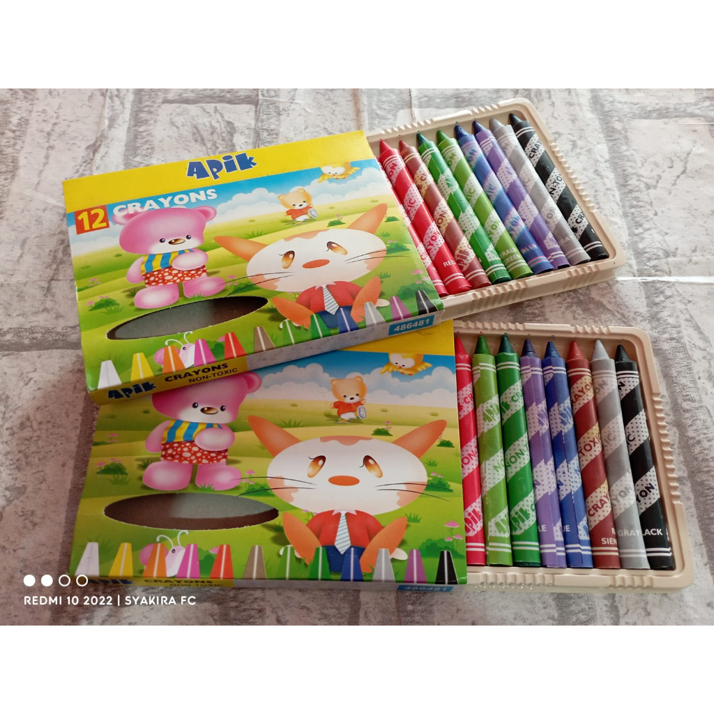 Jual CRAYON APIK 12 COLOURS / Krayon Stik / Pewarna kertas / oil pastel ...