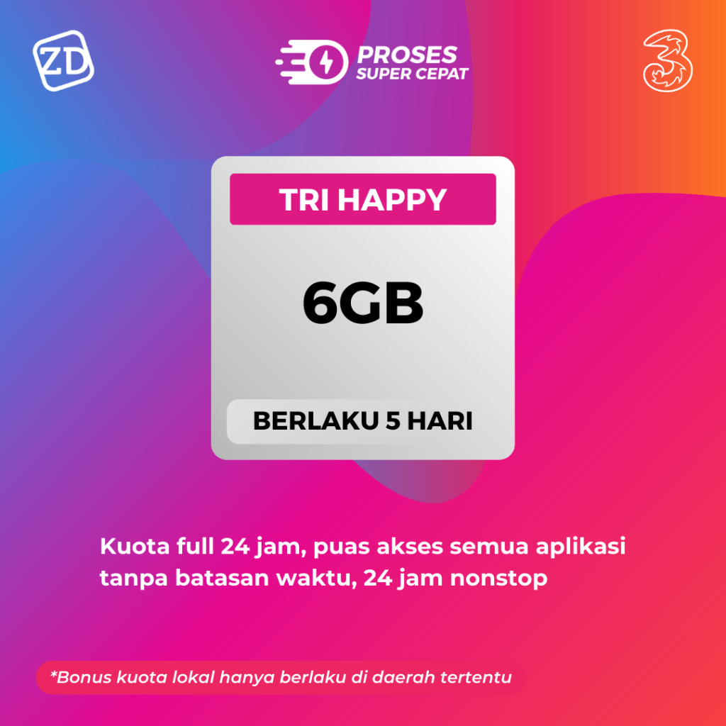 Jual Paket Data Tri AON, Happy, Home, dan Unlimited Nasional | Shopee Indonesia