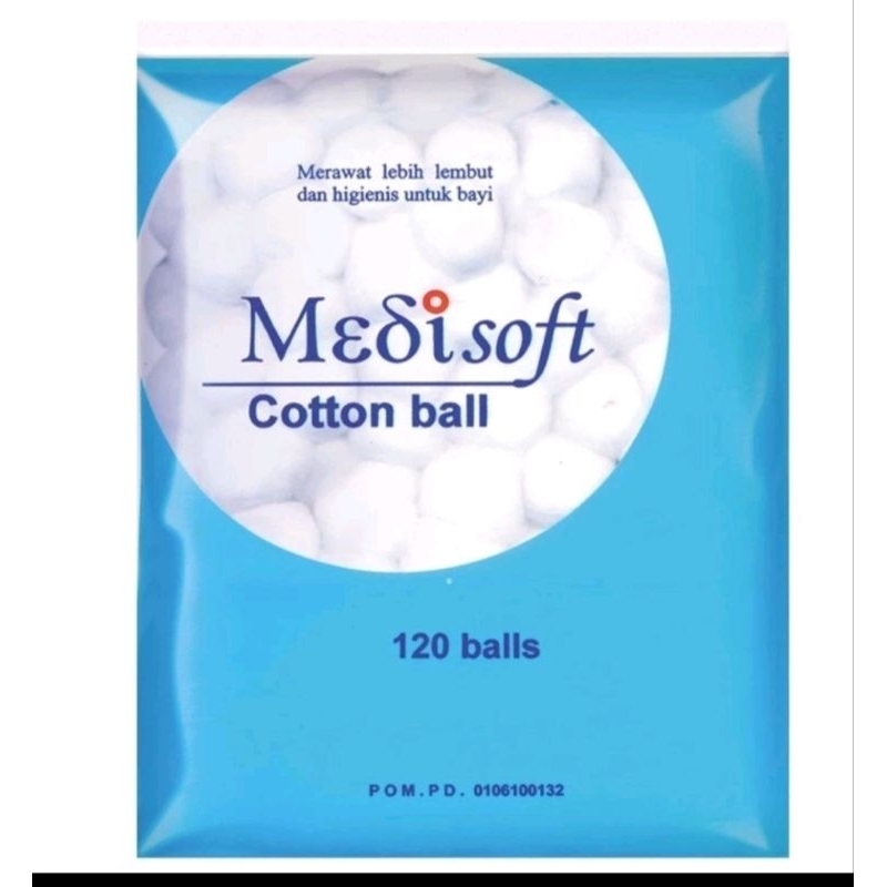Jual kapas bulat medisoft cotton balls 120 pcs bola kapas bayi | Shopee ...