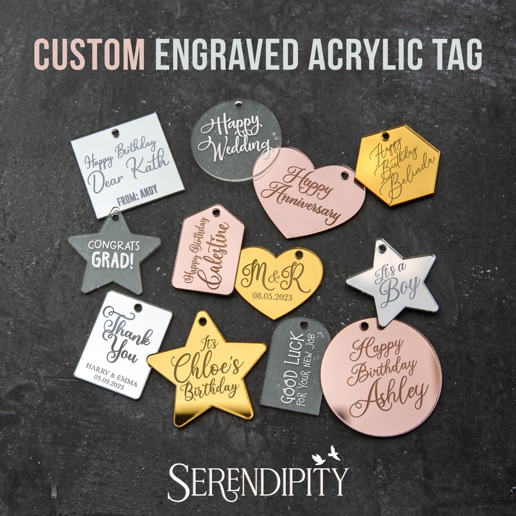 Jual Customized Engraved Acrylic Mirror Gift Tag | custom hang tag ...