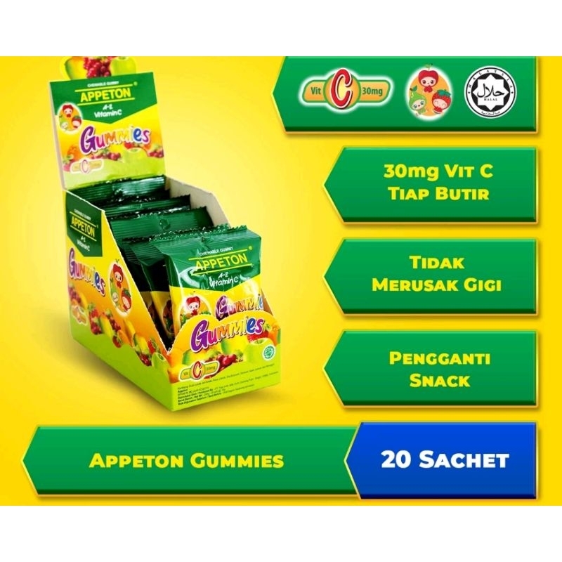 Jual APPETON GUMMIES VITAMIN C ANAK A-Z ISI 20 SACHET Chewable | Shopee ...