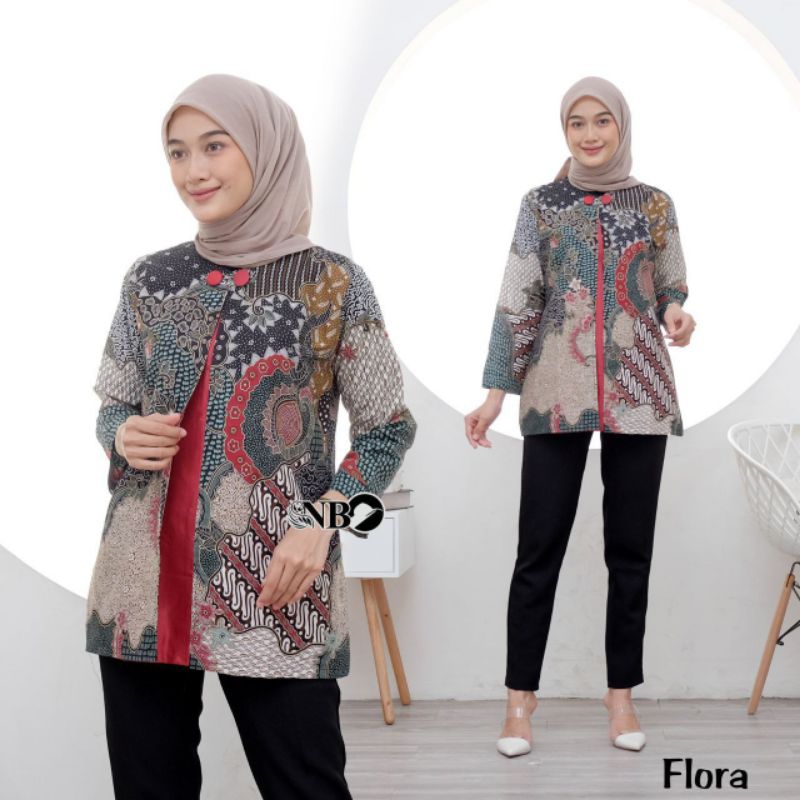 Jual blus batik wanita kombinasi velvet | atasan batik lengan panjang ...