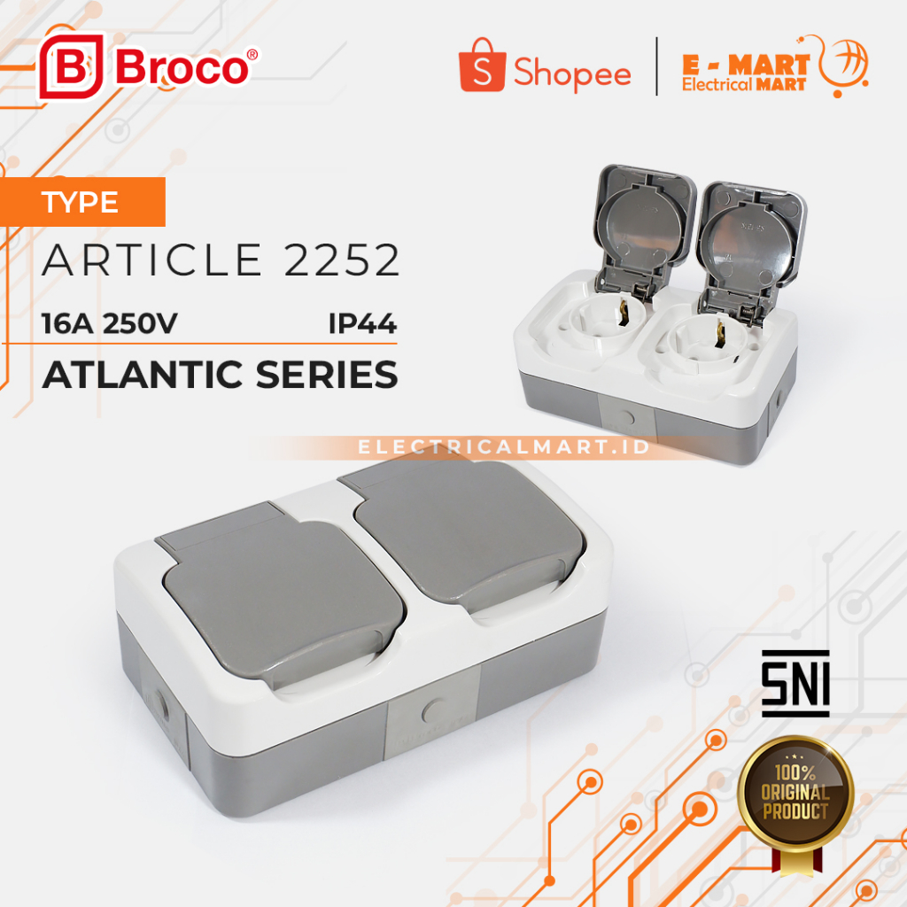 Jual BROCO DOUBLE STOP KONTAK ATLANTIC HORIZONTAL OB WATERPROOF 2252 ...