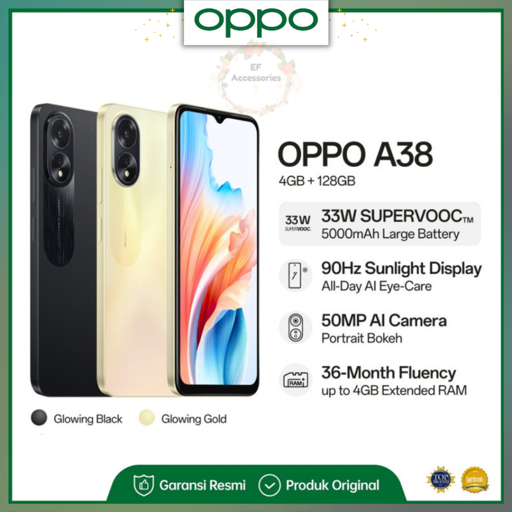 Jual OPPO A38 4/128 GB, 6/128 GB 90Hz SUNLIGHT DISPLAY 50MP AI CAMERA ...
