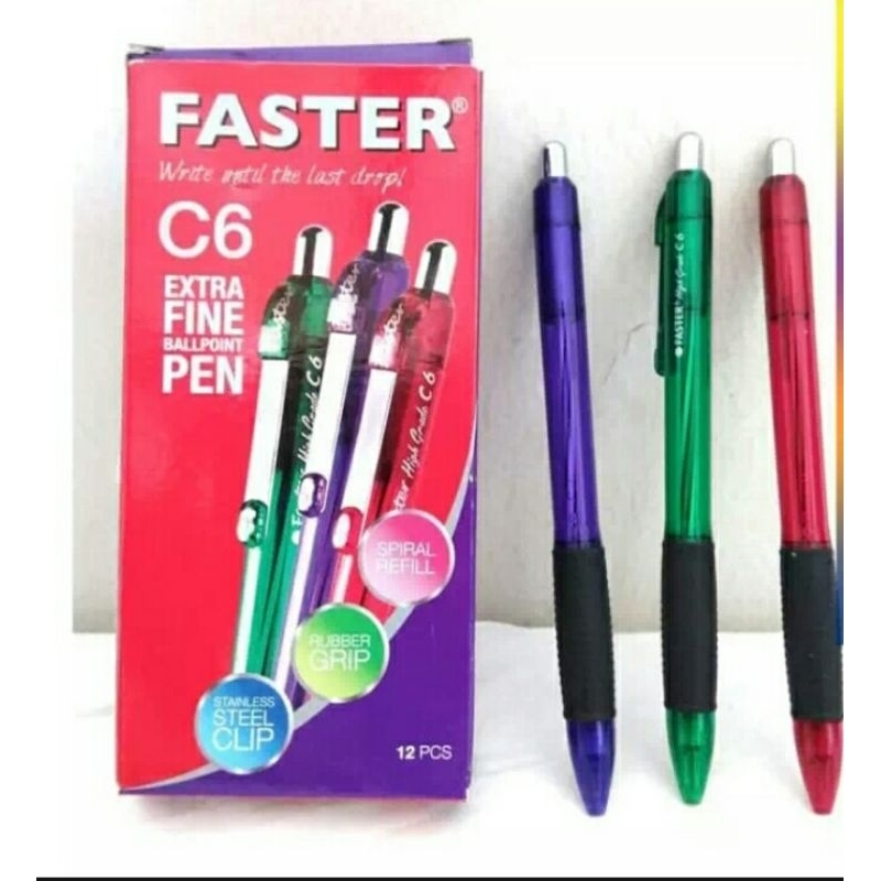 Jual Pen Faster C6 cetek (12pcs) | Shopee Indonesia