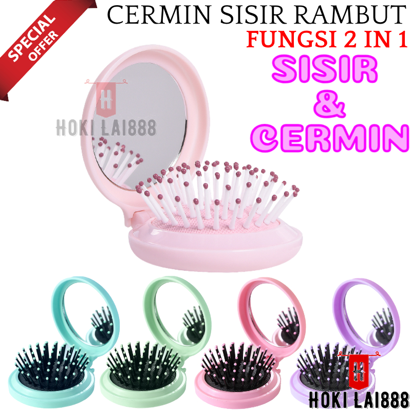 Jual [HKL] A02 CERMIN KACA BULAT 2 IN 1 DENGAN SISIR ALA KOREA / SISIR ...