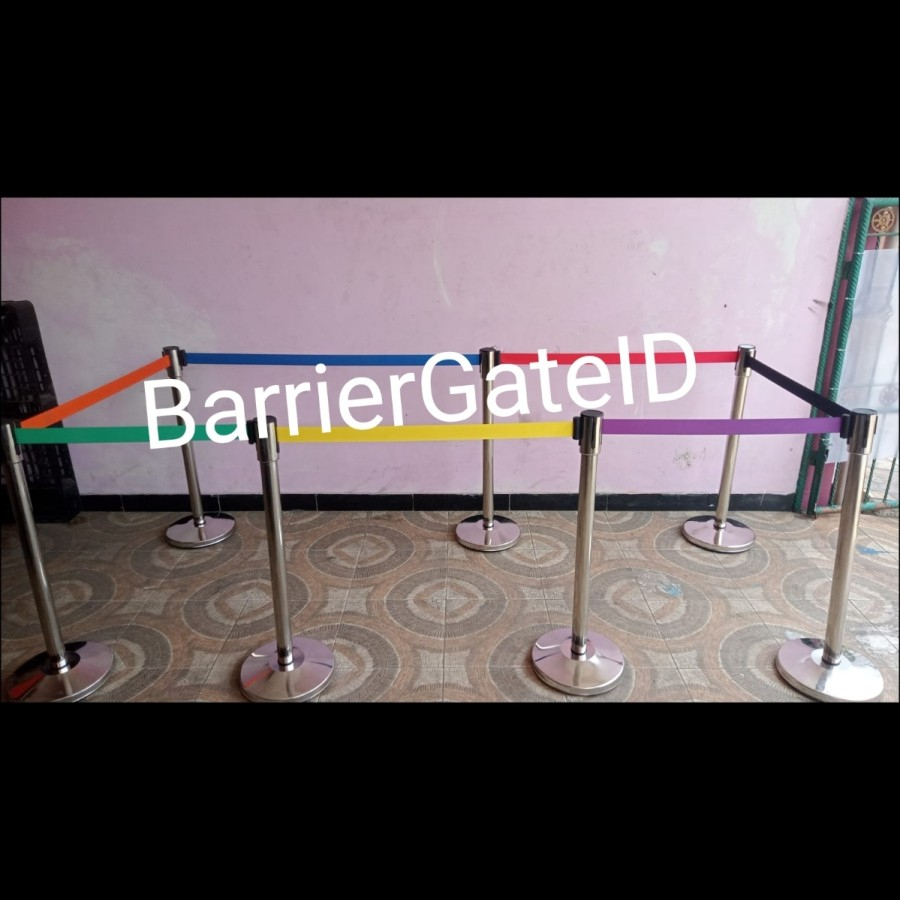 Jual Tiang Pembatas Antrian Stainless kualitas Premium + Tali Pita 2 ...