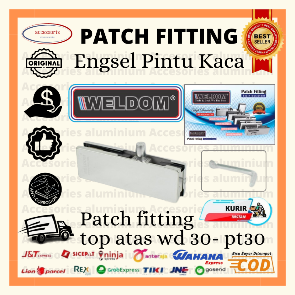 Jual Patch Fitting PT 30 / WD 30 Top Fitting Engsel Pintu Kaca PT30 ...