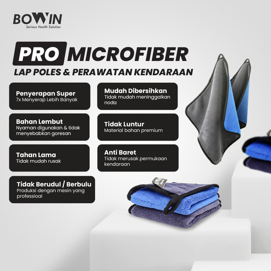 Jual Kain Lap Polish & Detailing Exterior Interior Bowin Pro Microfiber ...