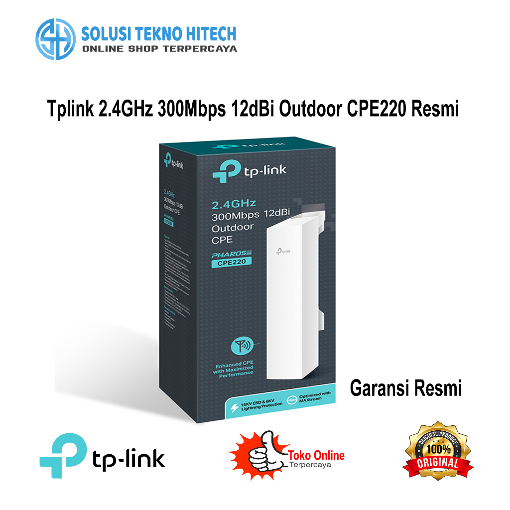 Jual Tplink 2.4GHz 300Mbps 12dBi Outdoor CPE220 Resmi | Shopee Indonesia