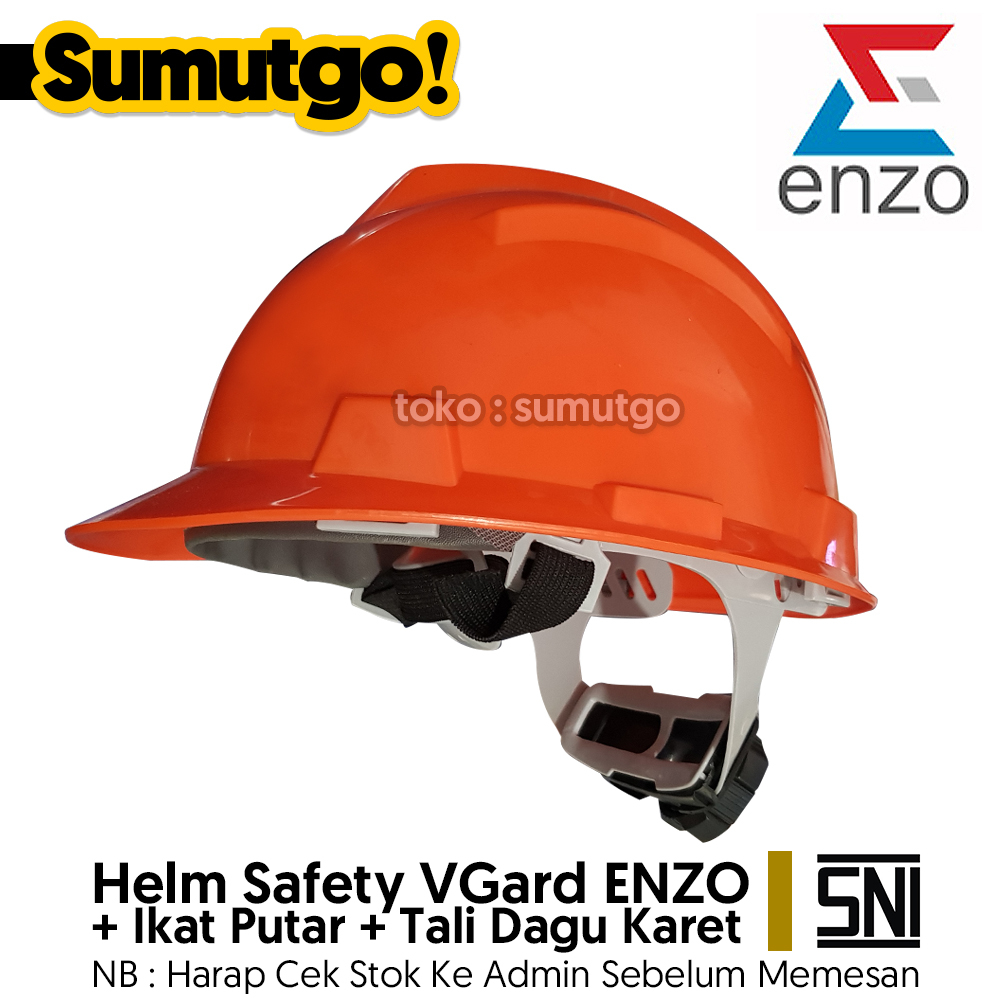 Jual Helm Safety Proyek warna Orange merek ENZO + ikat Kepala Putar ...