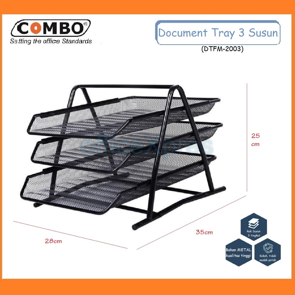 Jual Rak besi 3 Susun / File Document Tray 3 Layer / Document Tray Besi ...