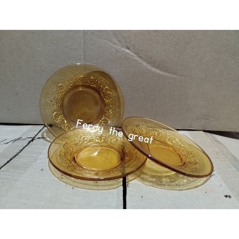 Jual Piring lepek kaca motif/ piring kacang kaca / piring coklat ...