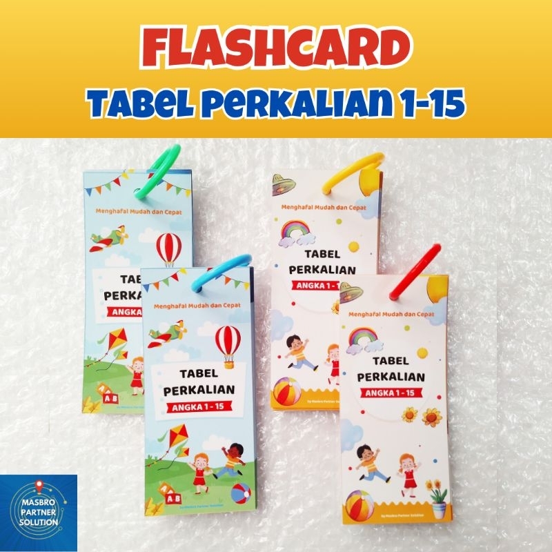 Jual Flashcard Tabel Perkalian Anak 1 sampai 15 dengan Ring | Shopee ...