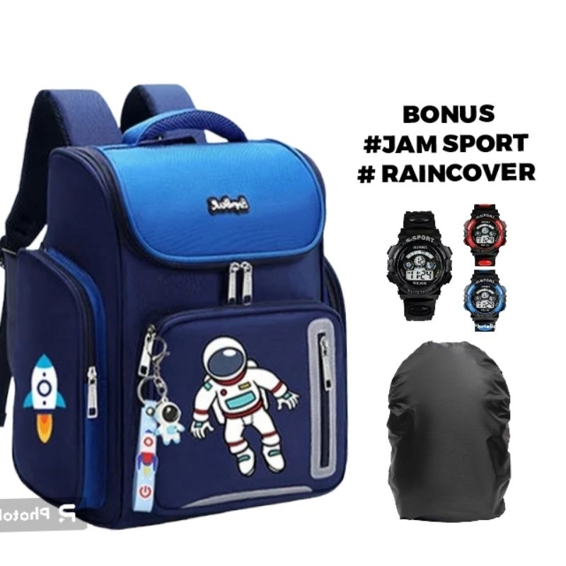 Jual Tas ransel anak sekolah SD astrnot tabung bonus jam dan raincover | Shopee Indonesia
