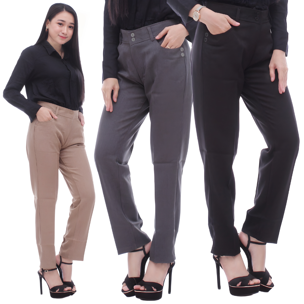 Jual Celana Kerja Wanita Kantor Formal Bahan Dasar Kain Ukuran S-5XL ...