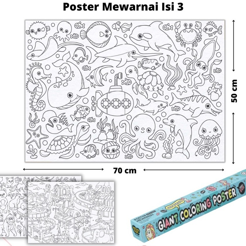 Jual Poster Mewarnai Anak Lembaran - Giant Coloring Poster Isi 3 Poster ...