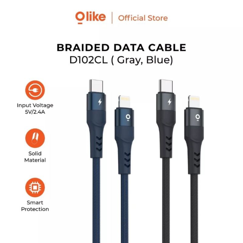 Jual OLIKE D102CL BRAIDED CABLE DATA TYPE C TO LIGHTNING FAST CHARGING ...