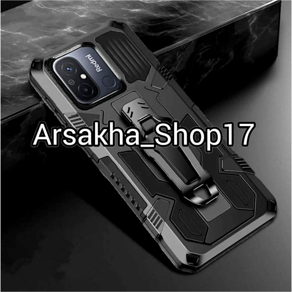 Jual Casing For Xiaomi Redmi 12C Hard Case Robot Armor Belt Clip Kick ...