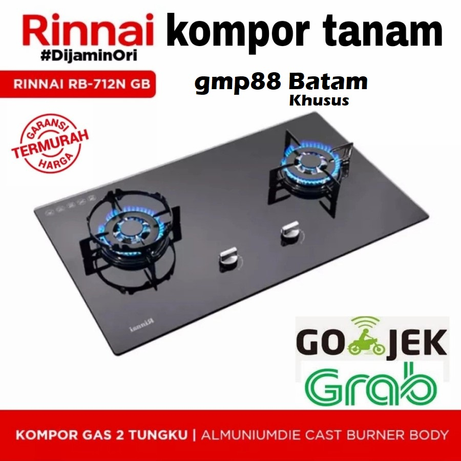 Jual RINNAI KOMPOR GAS TANAM BUILD IN HOB 2 TUNGKU RB-712N GB KACA ORIGINAL Khusus Batam ...
