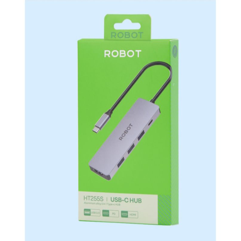 Jual USB C HUB ROBOT HT255S 5in1 WITH HDMI 4K PD 100W | Shopee Indonesia