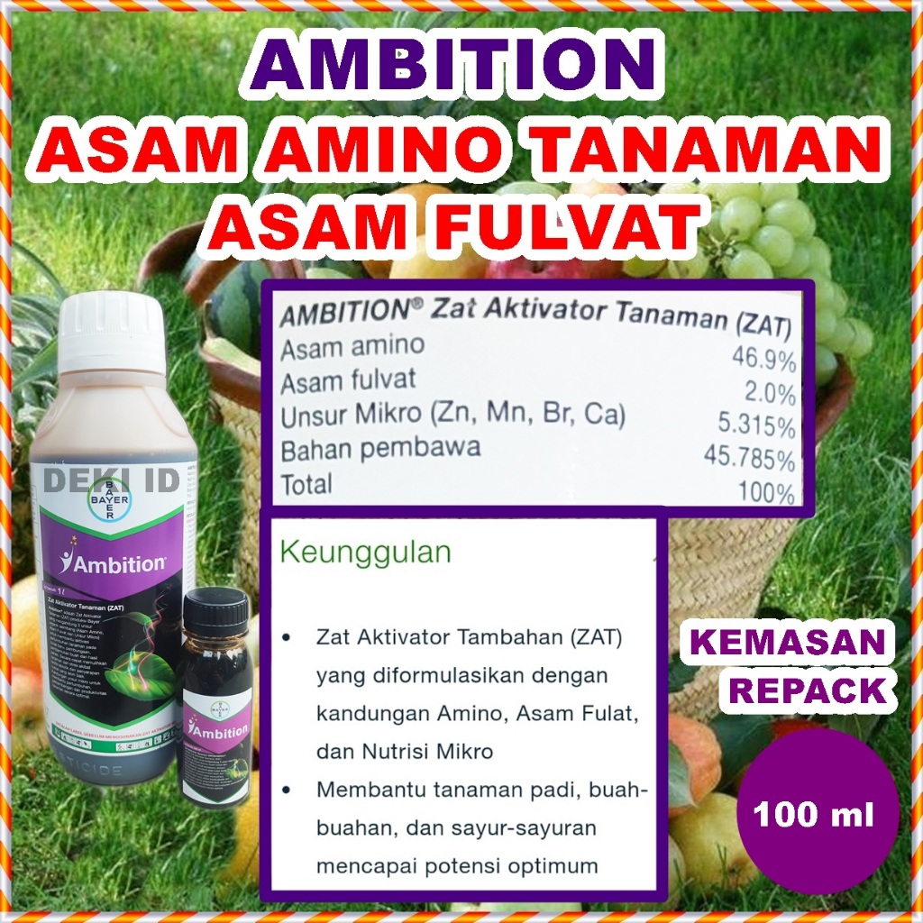 Jual Ambition 100 ML Repack Pupuk Asam Amino Fulvat Tanaman Organik ...