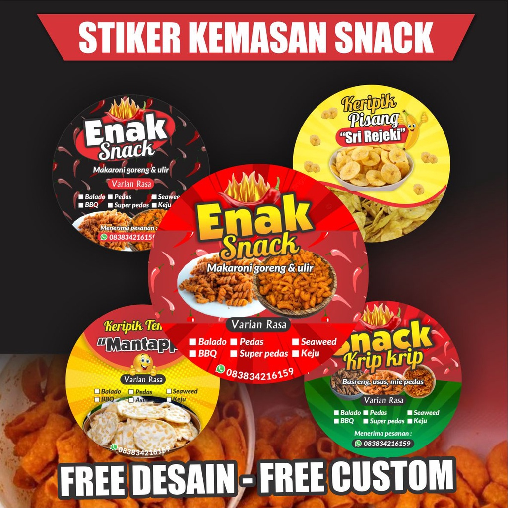 Jual STIKER KEMASAN SNACK | LABEL SNACK | LABEL MAKANAN | Shopee Indonesia