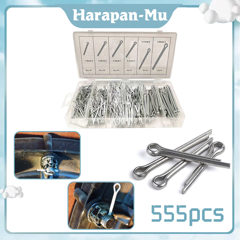Jual 555 Pcs Split Pin Set Hairpin Cotter Pin Assortment Kit For ...