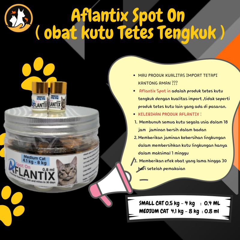 Jual AFLANTIX 0,4ML OBAT KUTU AMPUH SMALL CAT 0,5-4KG KEMASAN TERBARU - obat kutu kucing kitten ...