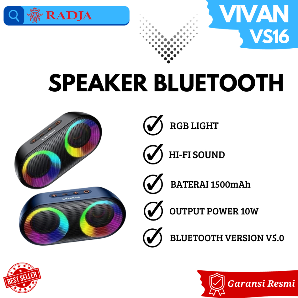 Jual Speaker Vivan VS16 TWS Bluetooth Speaker Bass 10W IPX6 Waterproof ...