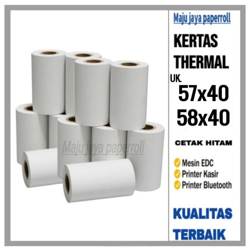 Jual Kertas Struk Thermal EDC Paper Roll 58X40 / 57X40 MM | Shopee ...