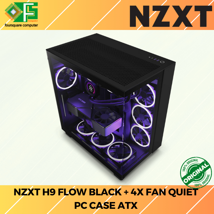 Jual Casing PC ATX NZXT H9 Flow Black + 4x Quiet Airflow Fan | Casing ...