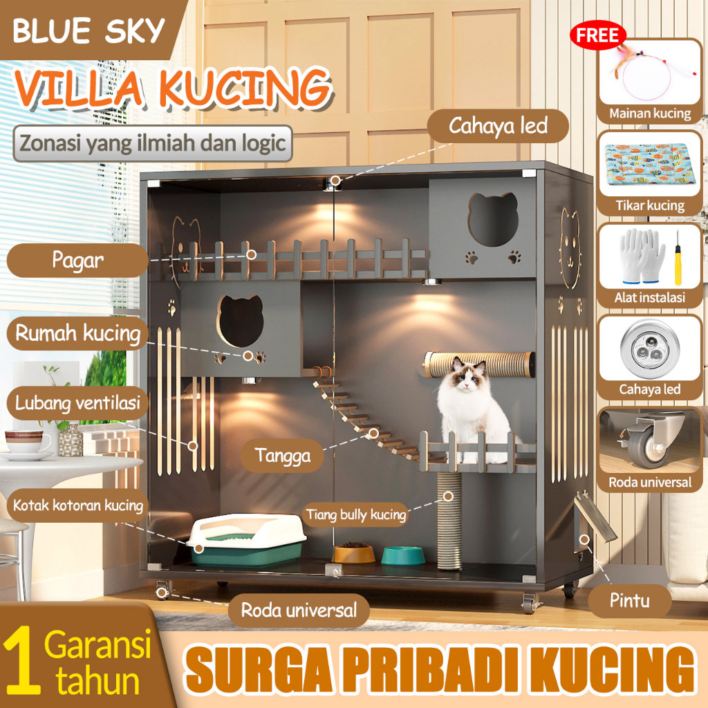 Jual Villa kucing kayu solid/rumah kucing /kandang kucing indoor/rak ...