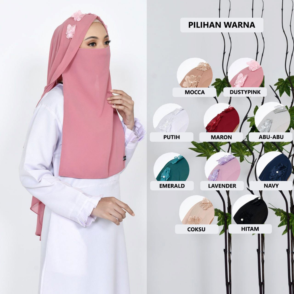 Jual KHIMAR SYARI VEIL YASMINE HIJAB SELENDANG SLAYER CANTIK / JILBAB SYARI JUMBO / KERUDUNG ...